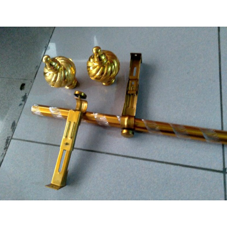 Jual Dijual murah tiang gorden 2 meter full set gold ulir bulat WH8 ...