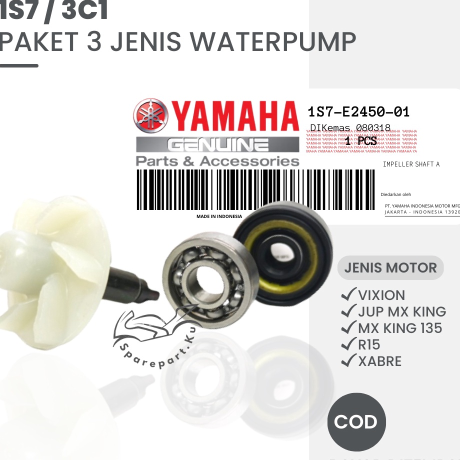 Jual `Hod PAKET YAMAHA VIXION JUPITER MX NEW 135 R15 V1 V2 XABRE / KIPAS WATER PUMP + SEAL ...