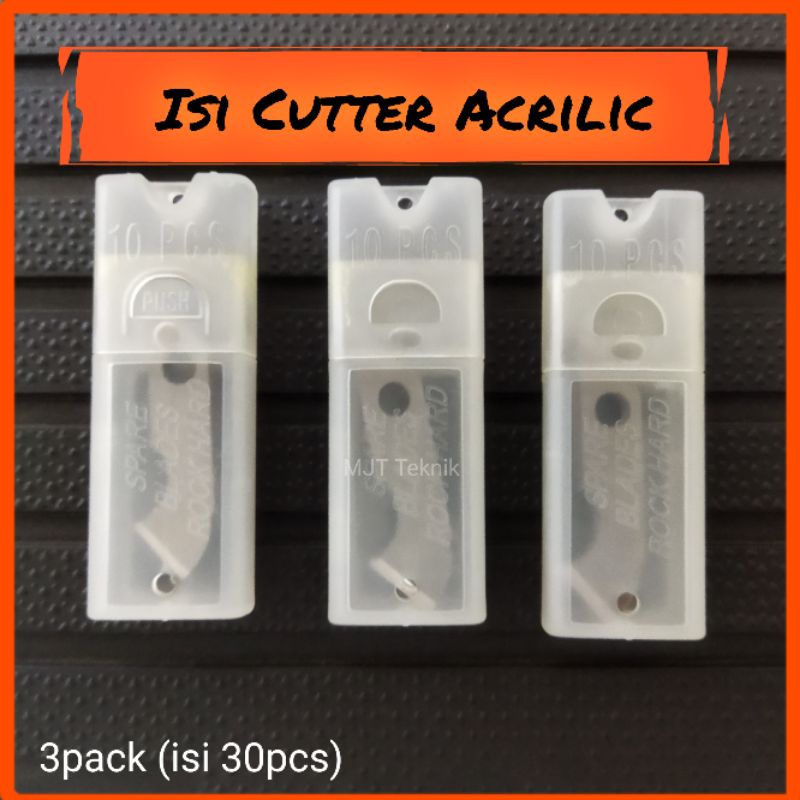 Jual Paket Isi Mata Pisau Cutter Acrilic 3Pack Isi 30pcs | Shopee Indonesia