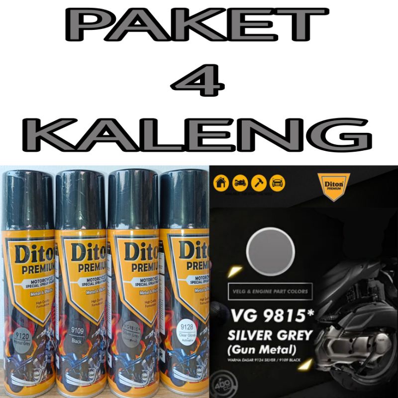 Jual PAKET 4 KALENG pilok pilox diton premium SILVER GREY (GUN METAL ...