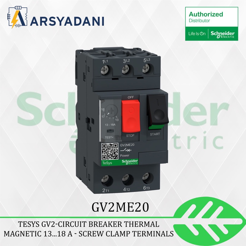Jual GV2ME20 - Circuit breaker schneider thermal magnetic 13...18 A ...