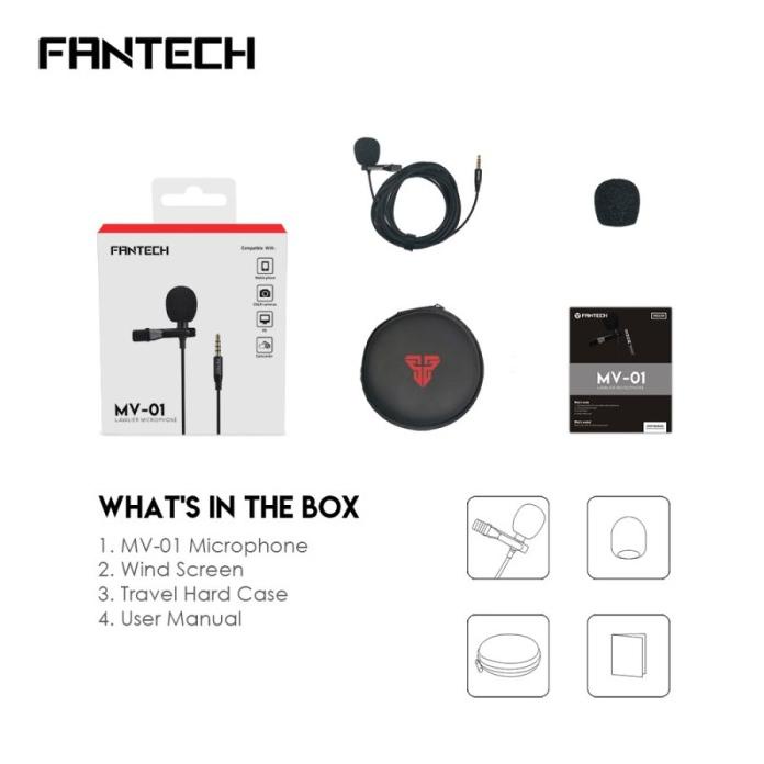 Jual FANTECH MIC CLIP ON MV01 LAVALIER MICROPHONE - SMULE YOUTUBER NEW ...