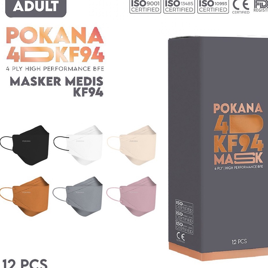 Jual Produk POKANA 4D KF94 Earloop Medical Face Mask - Box isi 12 pcs ...