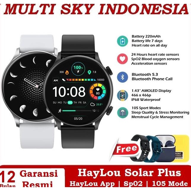 Jual Haylou Solar Plus RT3 Smartwatch AMOLED display 105 Sport Modes ...