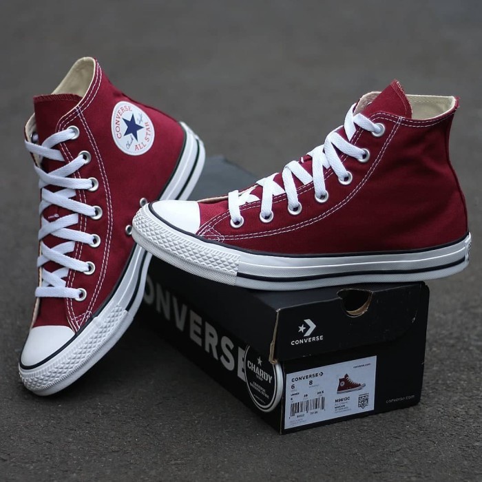 Jual Converse Chuck Taylor All Star High Maroon White (Basic) | Shopee ...