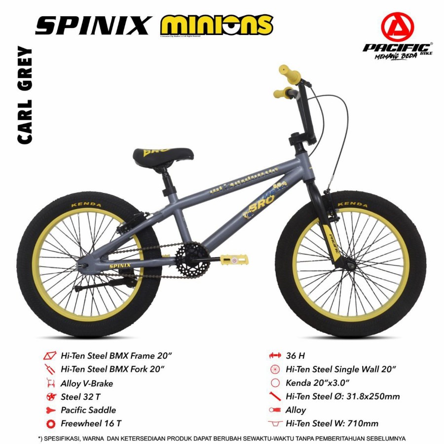 Jual sepeda anak BMX 20" PACIFIC SPINIX MINIONS BIASA ORIGINAL | Shopee ...