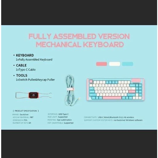 Jual DUSTSILVER BLUE PINK MILKSHAKE KAWAII HOTSWAP WIRELESS GAMING ...