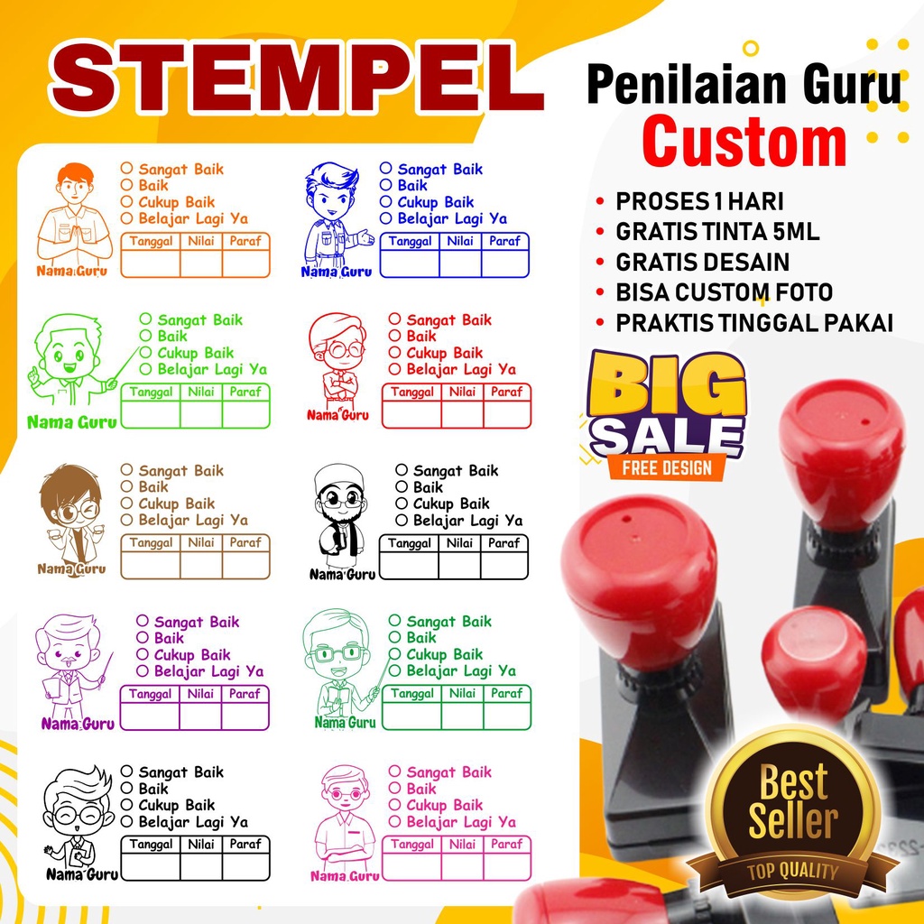 Jual Stempel / Cap Otomatis Terisi Tinta Banyak Pilihan Warna Untuk ...