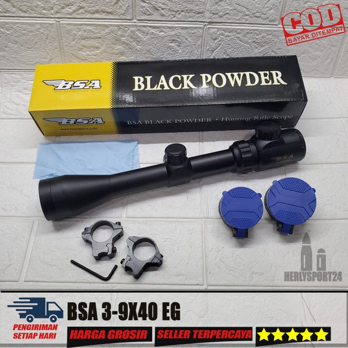 Jual Terlaris Teleskop Bsa Black Powder 3-9X40 Eg Tutup Flip Flop Lampu ...