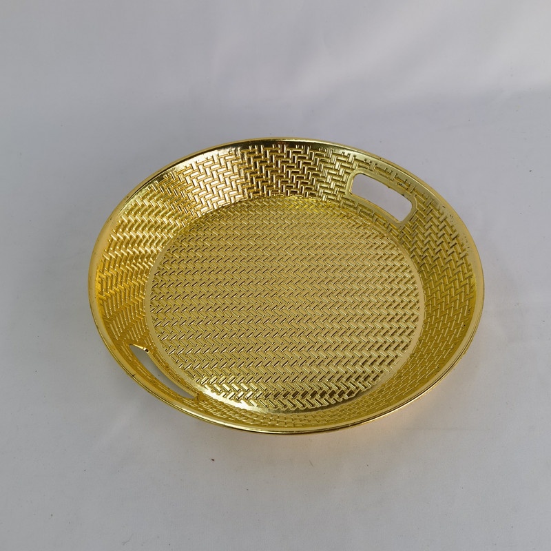 Jual Nampan Bulat Plastik Gold 24 CM Tray Round Baki Dekorasi Buah Cake ...