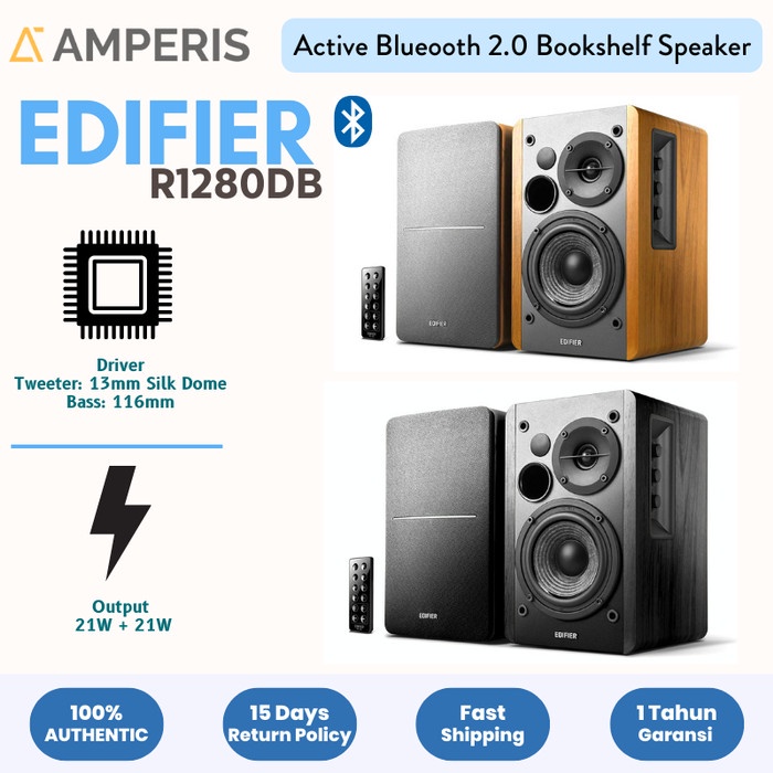 Jual EDIFIER R1280DB Active Speaker 2.0 Bluetooth Bookshelf | With Remote - Cokelat | Shopee ...