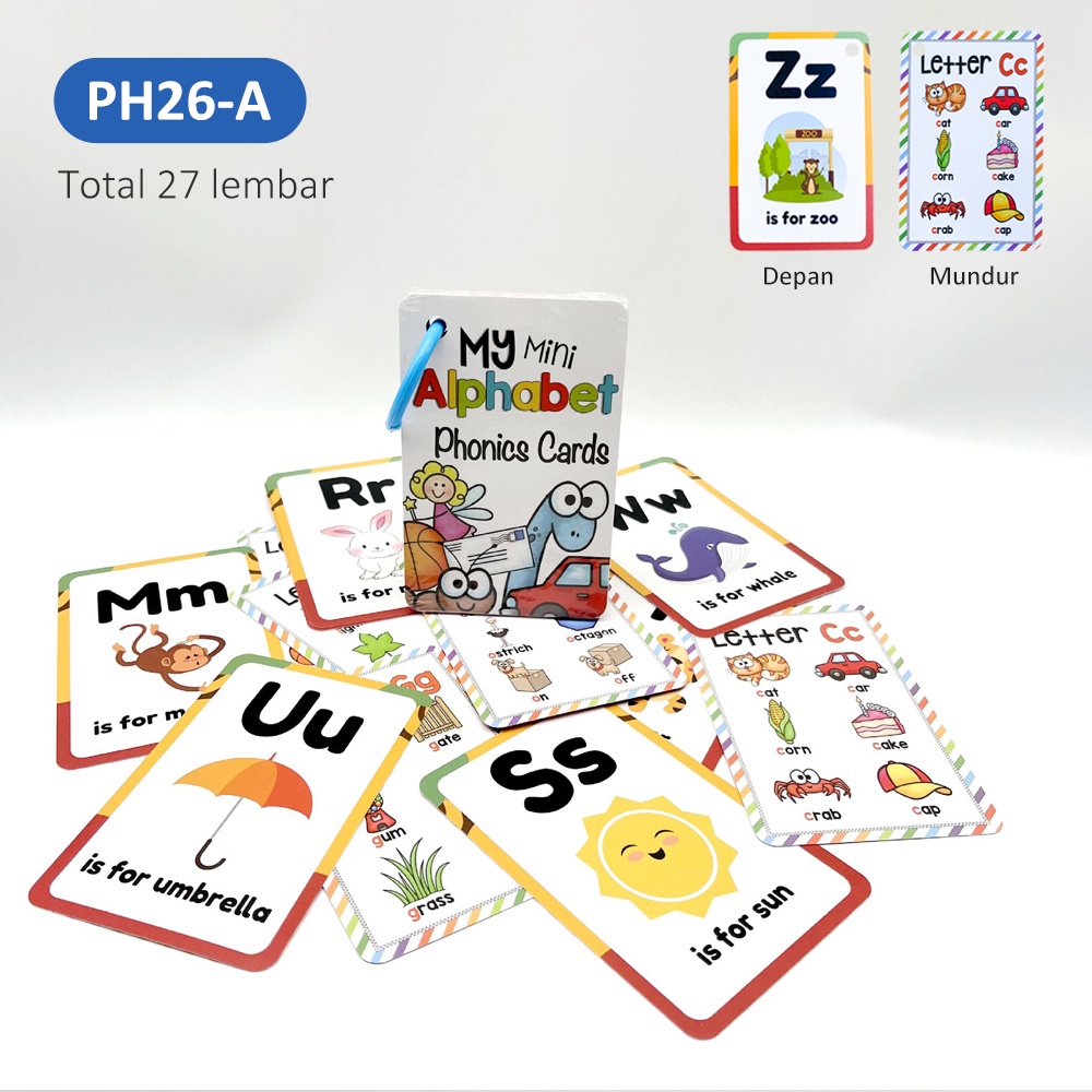 Jual IDOON 27 Flash Card Kartu Huruf Abjad Montessori Bayi Belajar ...