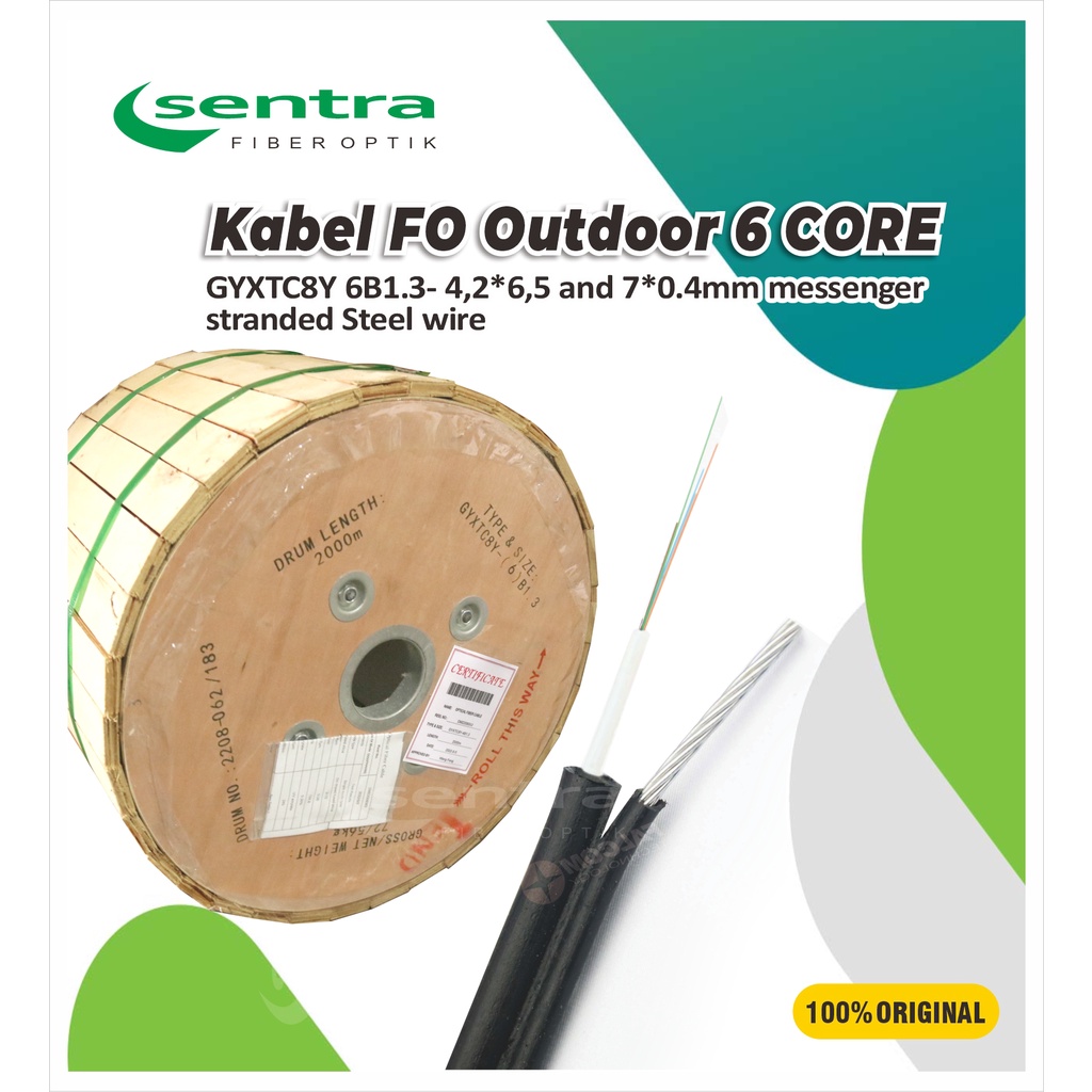 Jual Kabel Fiber Optik FO 6 Core FIG 8 FALCOM GYXTC8Y 6B1.3 - 4.2*6.5mm ...
