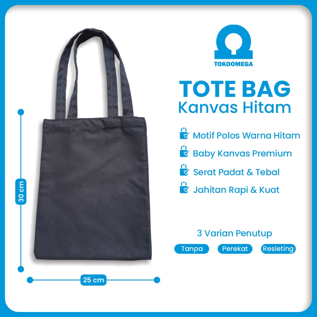 Jual Totebag Polos Kanvas Hitam Ukuran 25 x 30 Cm Tas Tote Godie Goodie Bag Goodiebag Jinjing ...