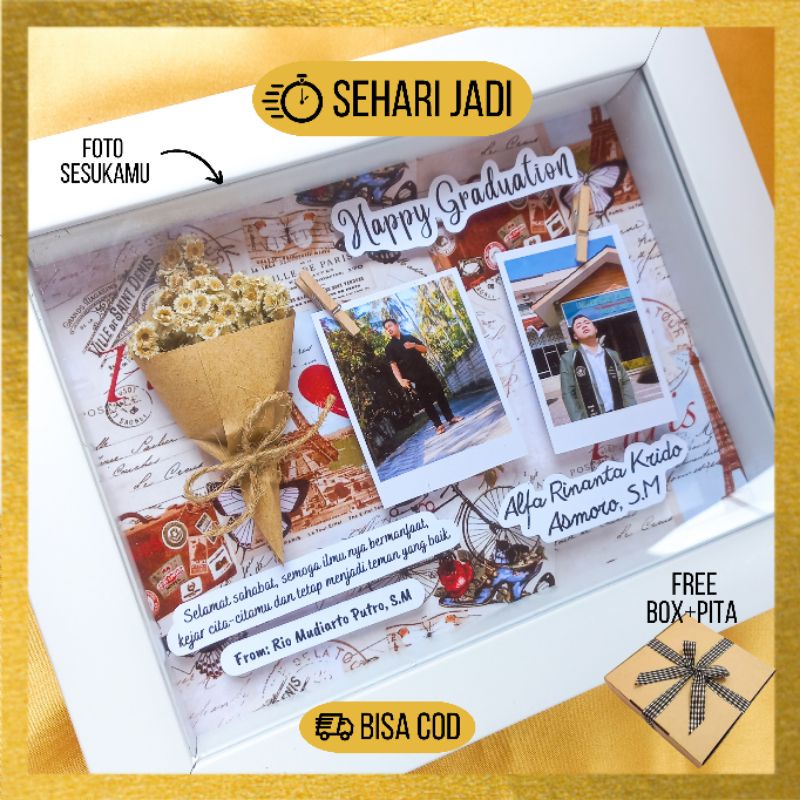 Jual Scrapframe 3D Dried Flower Custom Kado Pacar Ultah Wedding ...