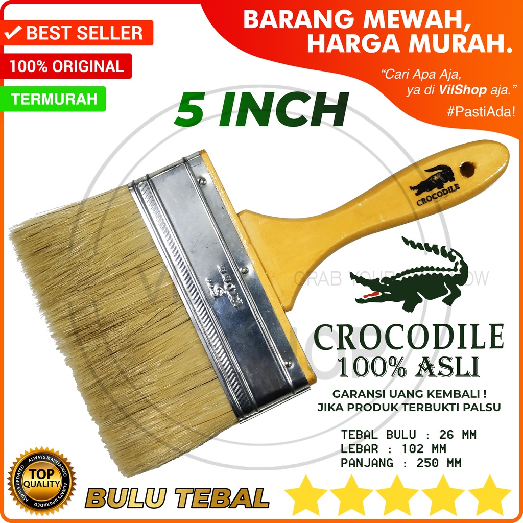 Jual KUAS CAT 5" KUAS 5 INCH BUAYA CROCODILE ASLI BAGUS BULU PUTIH 5 ...