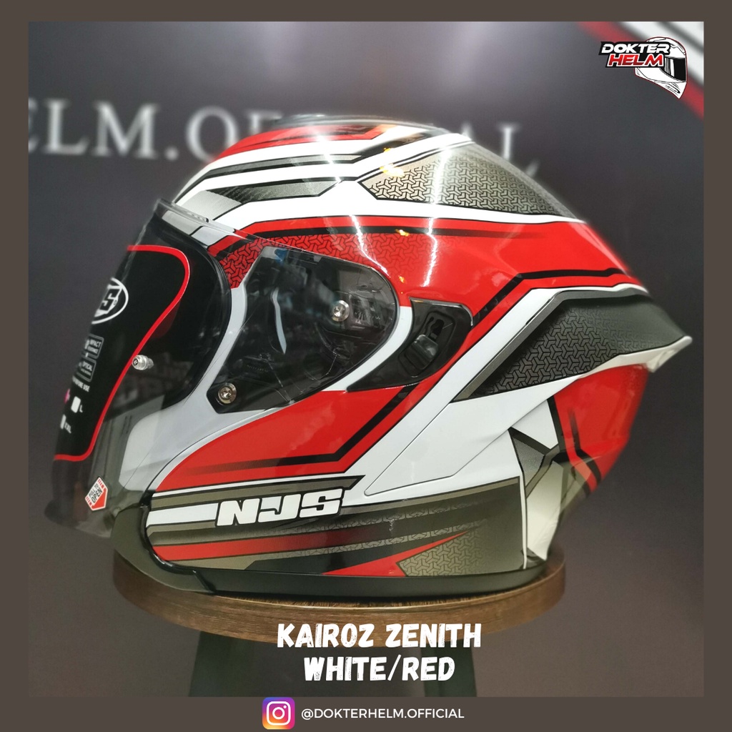 Jual HELM HALF FACE NJS KAIROZ MOTIF ZENITH WHITE RED GLOSSY DOUBLE ...
