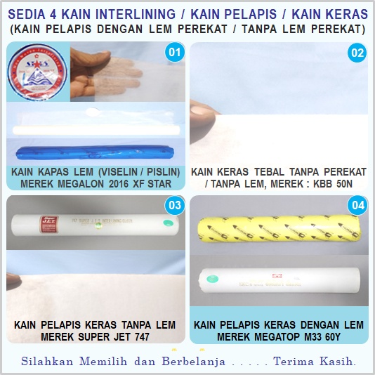 Jual Sedia Kain Pelapis ( Kain Keras / Kain Furing / Interlining ...