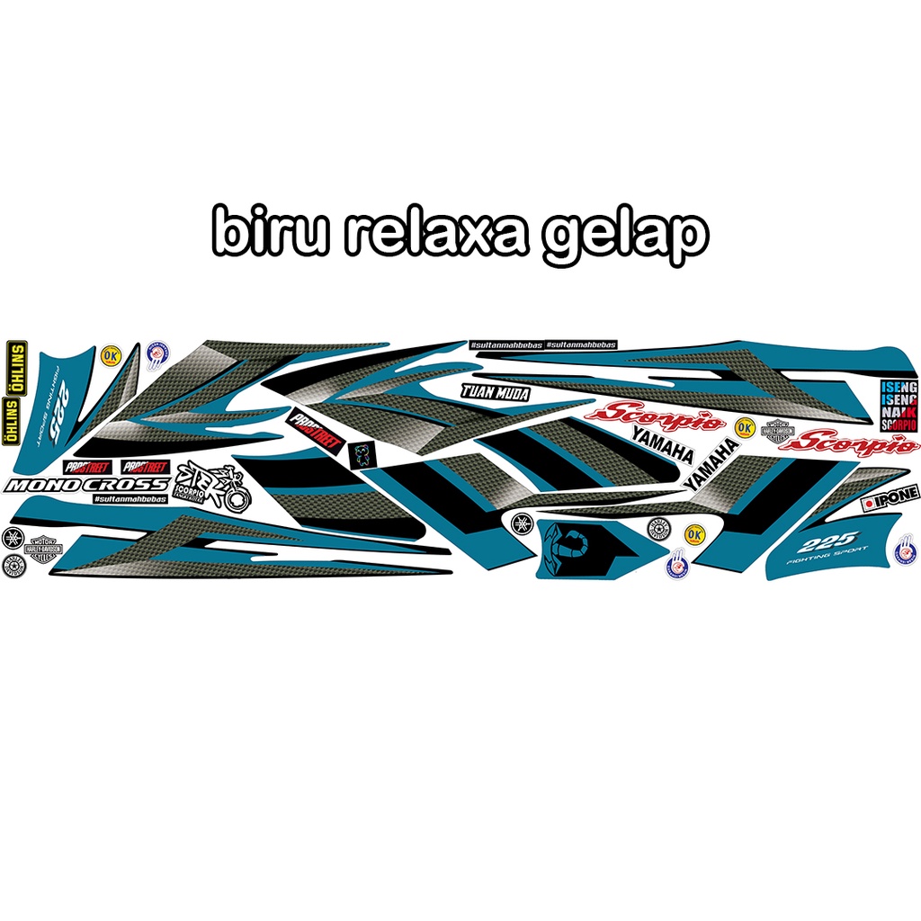 Jual stiker striping scorpio steko warna biru relaxa gelap | Shopee ...