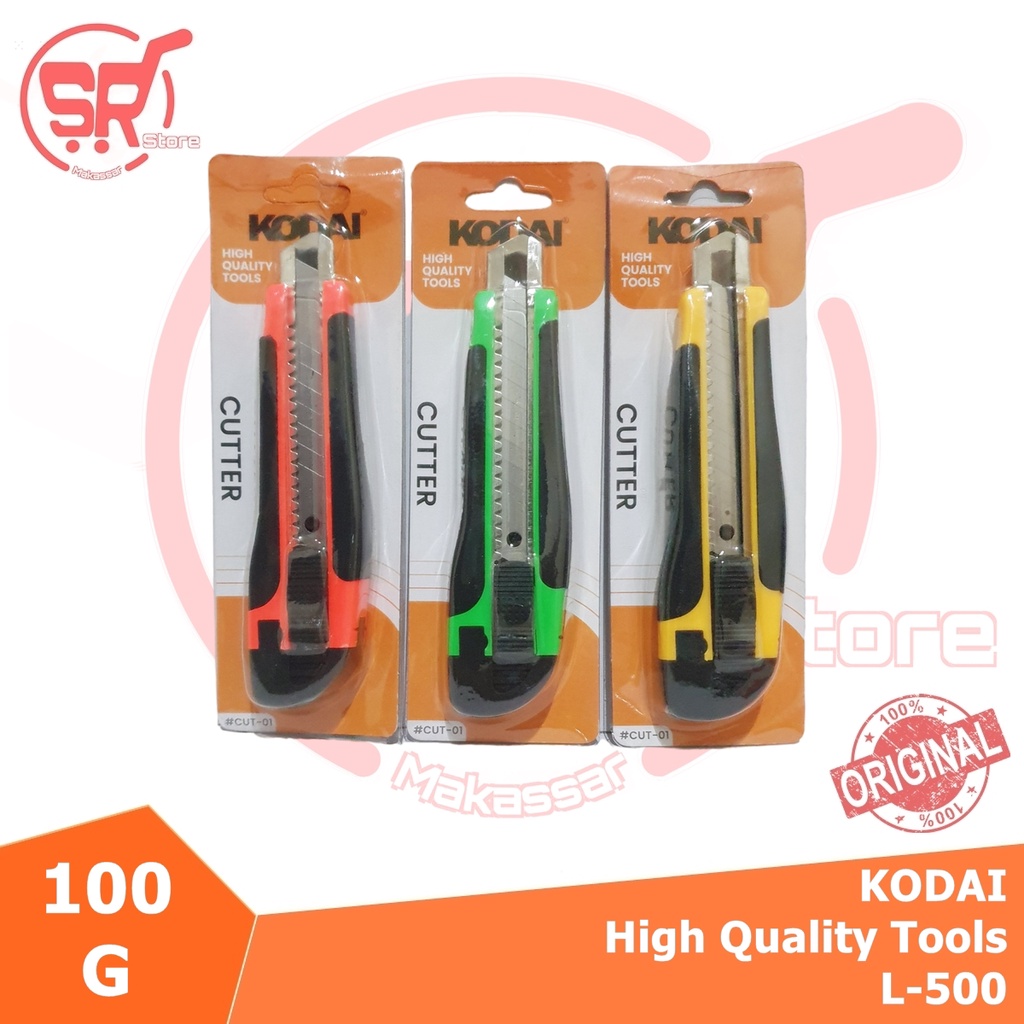 Jual CUTTER BESAR Gagang Karet Auto Lock Pisau Cutter KODAI CUT-01 dan ...