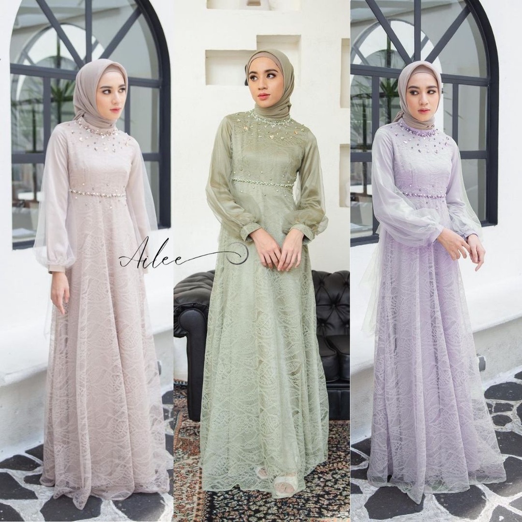 Jual Gamis Brukat Modern, Gamis terbaru Tunangan, Lamaran, Wisuda ...