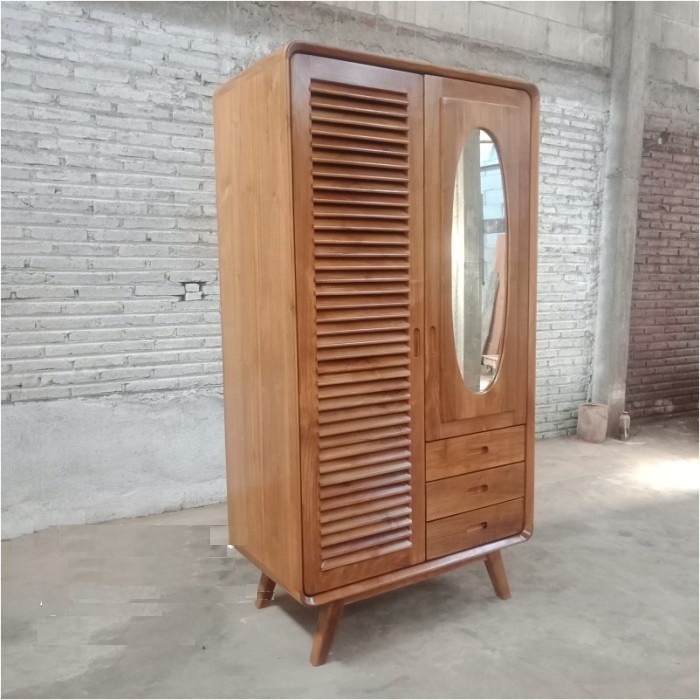 Jual Lemari Pakaian Model Retro vintage 2 Pintu Kayu Jati Interior ...