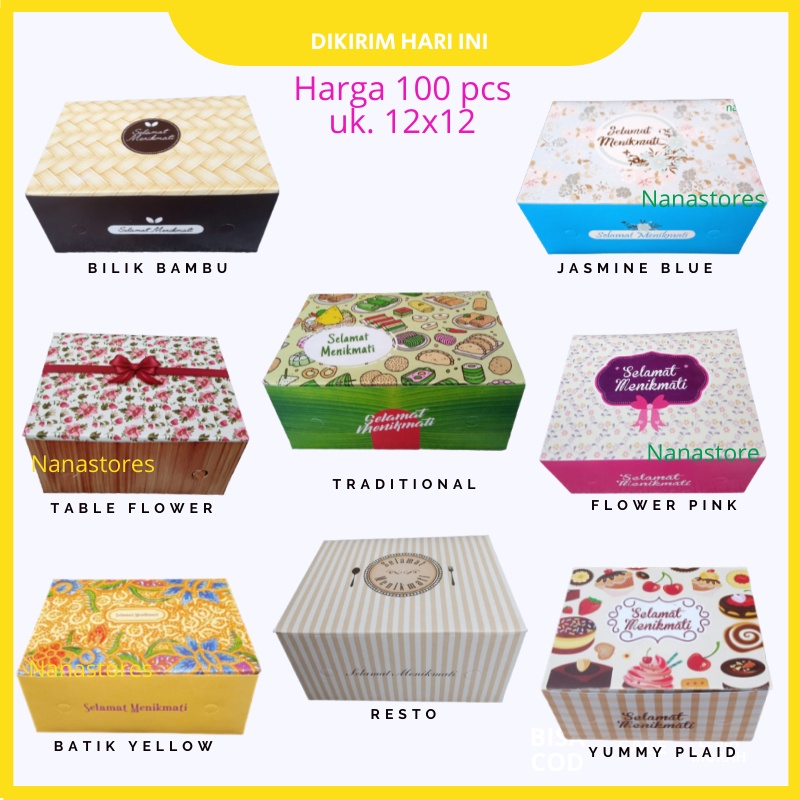 Jual 100 Pcs Dus Kue Ukuran 12x12, Snack Box, Dus Snack, Dus Kue Basah ...