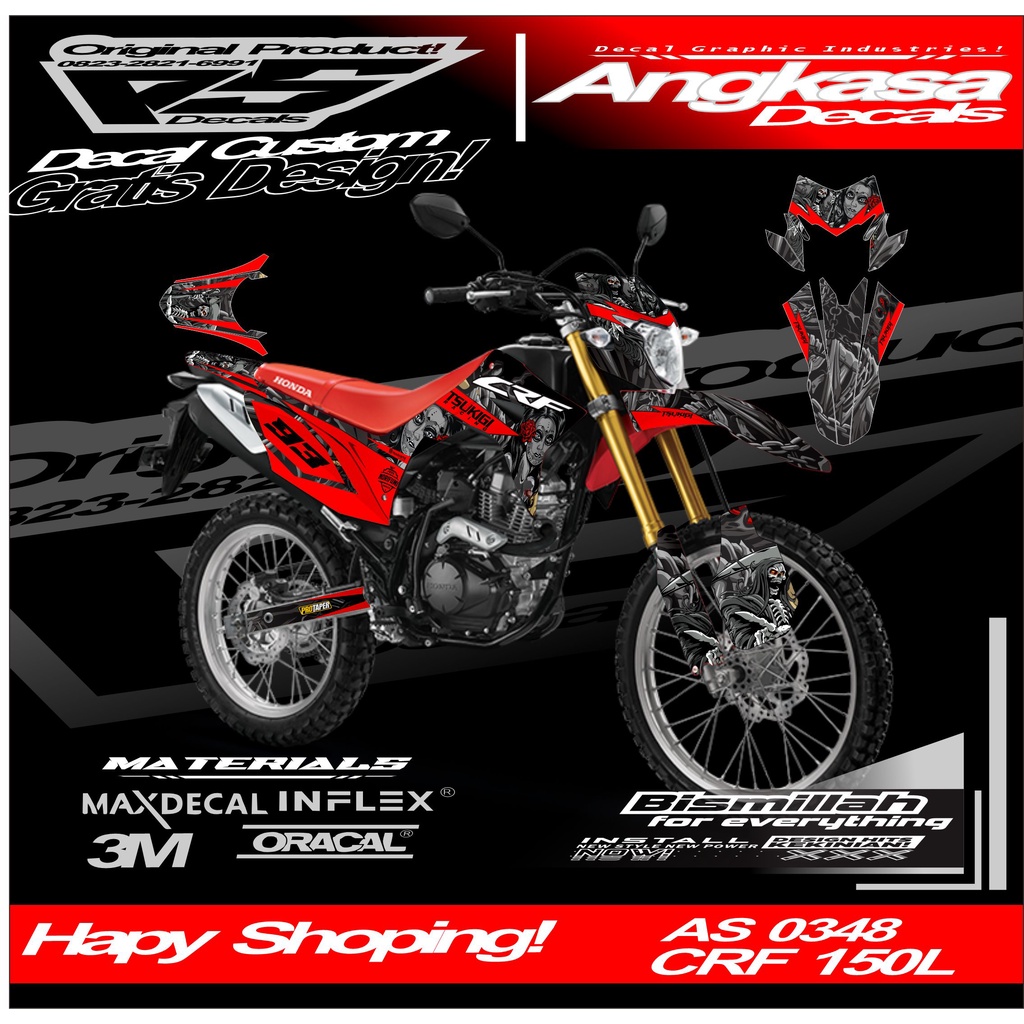 Jual 0348 DECALS MOTOR CRF 150L STIKER FULLBODYSET BISA CUSTOM / decal ...
