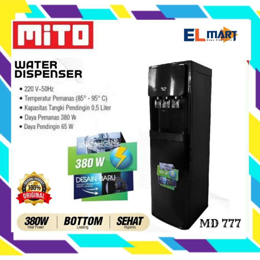 Jual Mito Water Dispenser Galon Bawah MD777 MD 777 3 Kran Hot Cool ...
