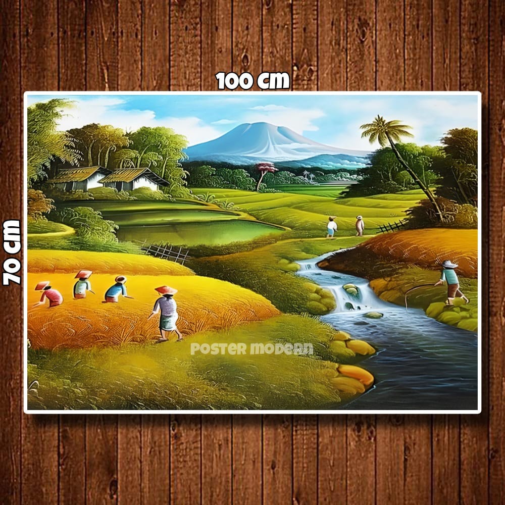 Jual HIASAN DINDING POSTER GAMBAR PANEN PADI #CODE16 UKURAN XTRA JUMBO ...