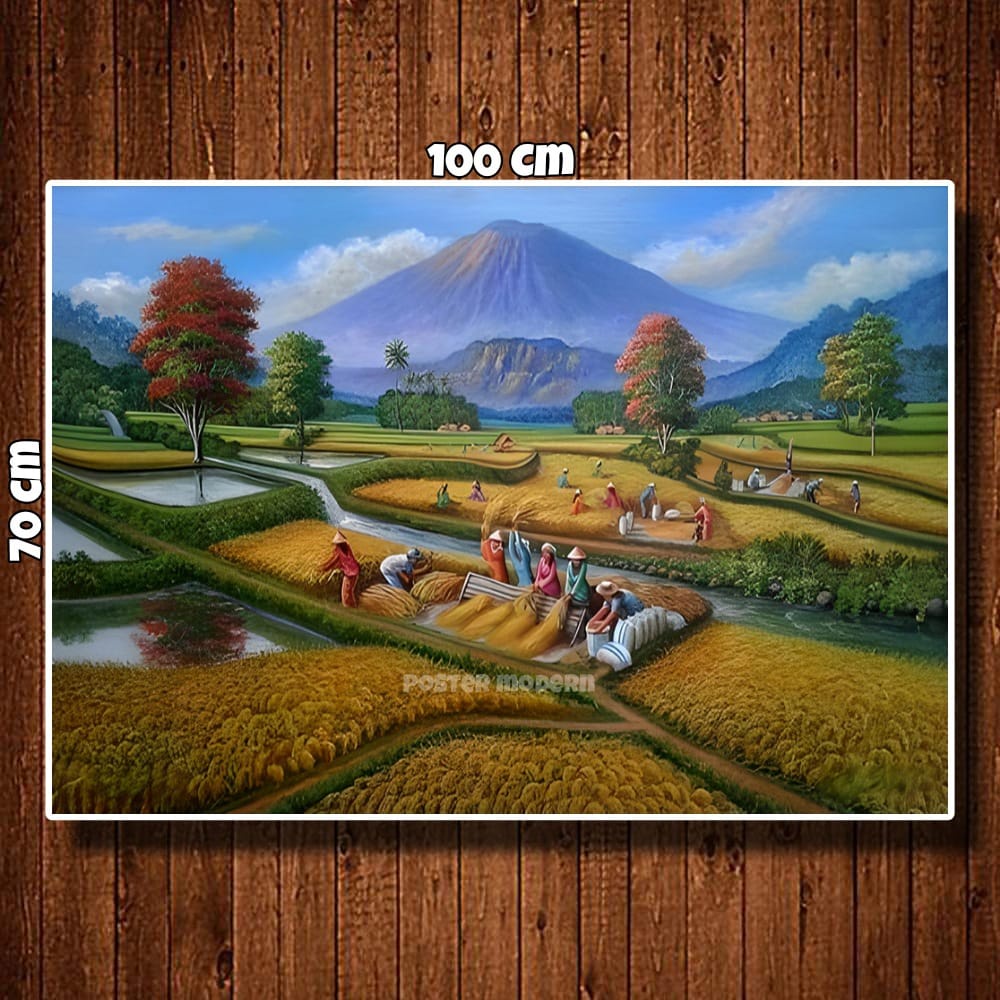 Jual HIASAN DINDING POSTER GAMBAR PANEN PADI #CODE20 UKURAN XTRA JUMBO ...