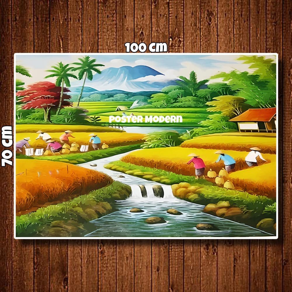 Jual HIASAN DINDING POSTER GAMBAR PANEN PADI #CODE29 UKURAN XTRA JUMBO ...