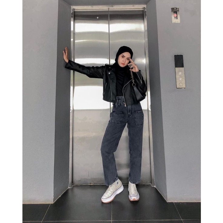 Jual YASH-Jaket Kulit Wanita Crop Ootd Mamba Terlaris | Shopee Indonesia
