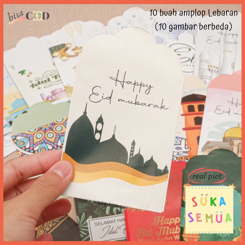 Jual 10 buah amplop Lebaran (10 gambar berbeda dalam 1 pack) // kertas ...