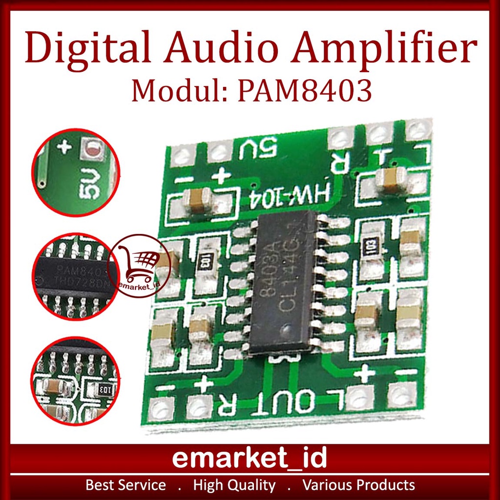 Jual Digital Audio Amplifier PAM8403 / Micro 5V Kit Ampli Mini Class D ...