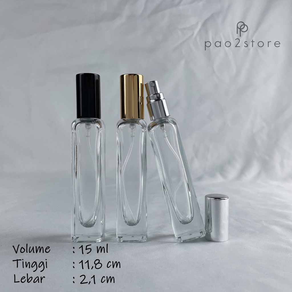 Jual Botol Spray Parfum 15ml - Kaca Tebal Kotak Tinggi Clear / Bening ...