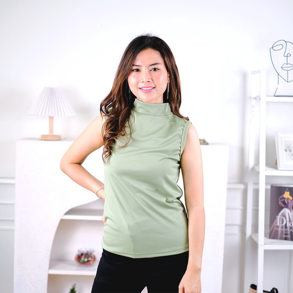 Jual Inner Tanktop Jersey Cewe - Tanktop Turtle Neck Jersey | Shopee Indonesia