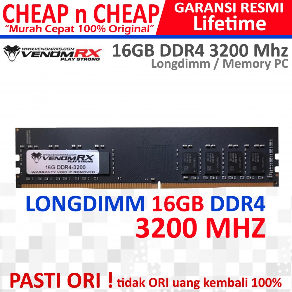 Jual VenomRX DDR4 16GB 3200 Mhz RAM PC - Memory Longdimm Komputer Venom ...