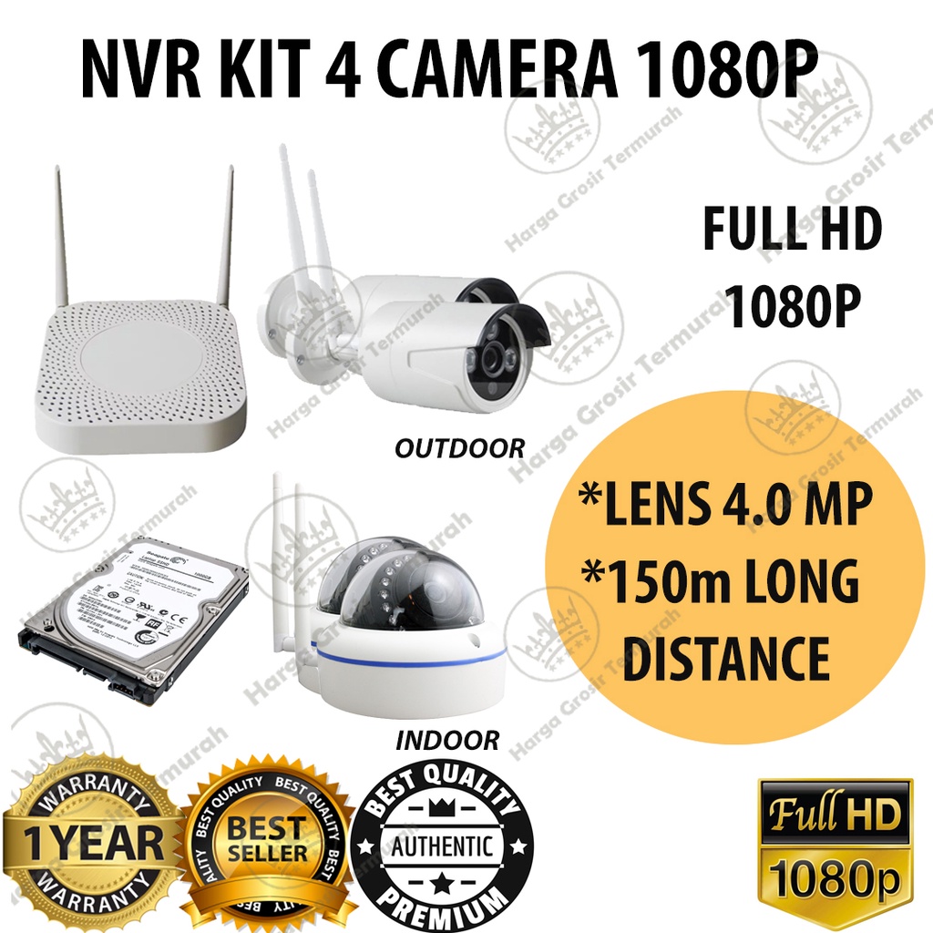 Jual PAKET CCTV NVR KIT 10 CH / 4 KAMERA 1080P FULL HD (KAMERA CCTV ...
