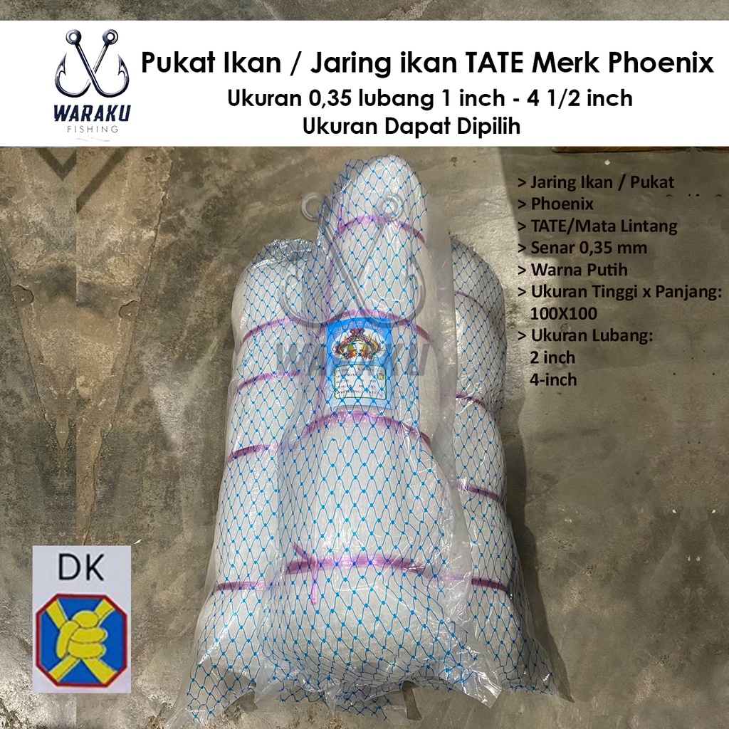 Jual Pukat Ikan / Jaring ikan TATE Merk Phoenix 0.35Ukuran 100x100 ...