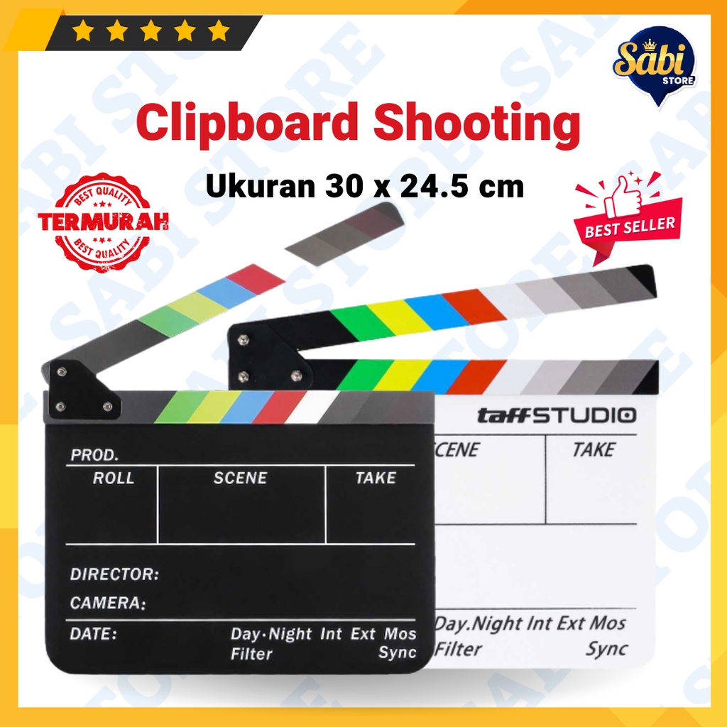 Jual PROFESIONAL CLAPPER BOARD CLAP SYUTING SHOOTING FILM COLORFUL ...