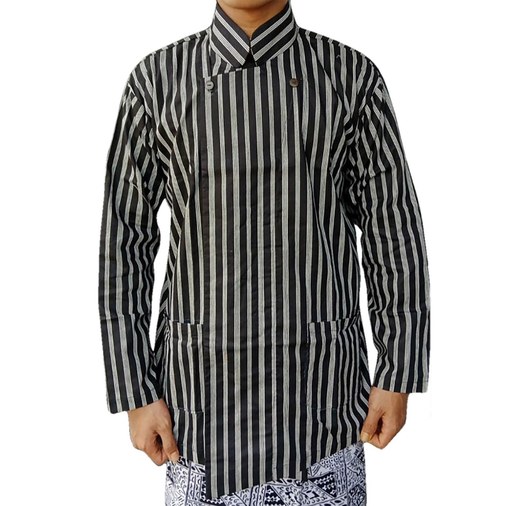 Jual Baju Surjan Jawa Motif Lurik Jawa Khas Jogja Hitam Putih | Shopee Indonesia