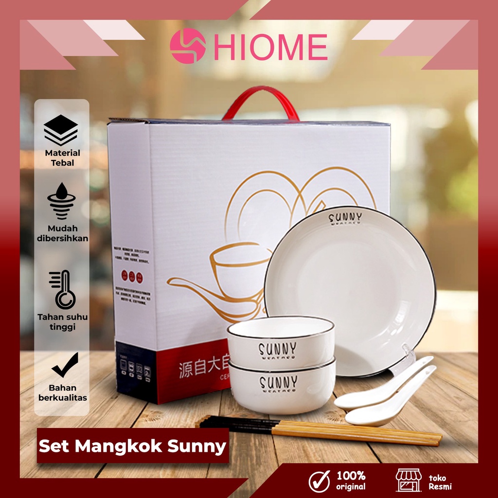 Jual HIOME Set Mangkok dan Piring Keramik Sunny/Set Makan Kekinian/Gift ...