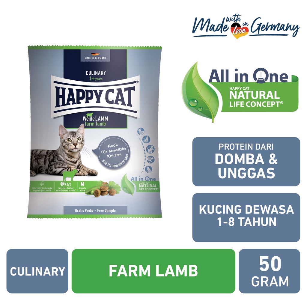 Jual Happy Cat Culinary Farm Lamb | Makanan Kucing Dewasa (MINIPACK ...