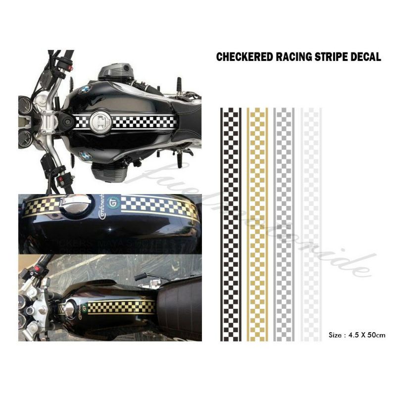 Jual Stiker Motor Stiker Checkered stripe Klasik Scrambler Harley ...