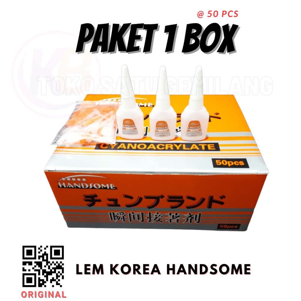 Jual Lem Korea Handsome 1 Box (50 Pcs) / Lem cair Serbaguna / Epotec ...