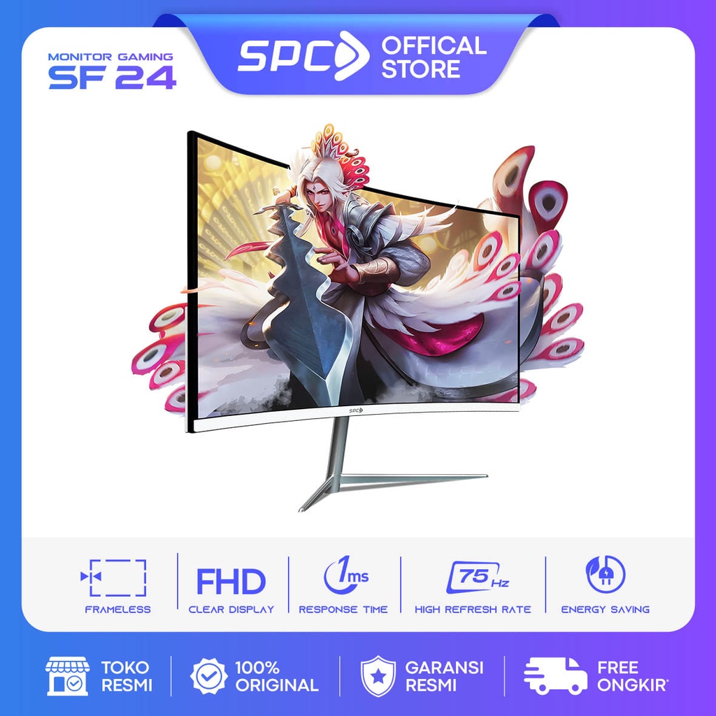 Jual Monitor SPC Gaming SF 24 inch curve frameless full hd | Shopee Indonesia