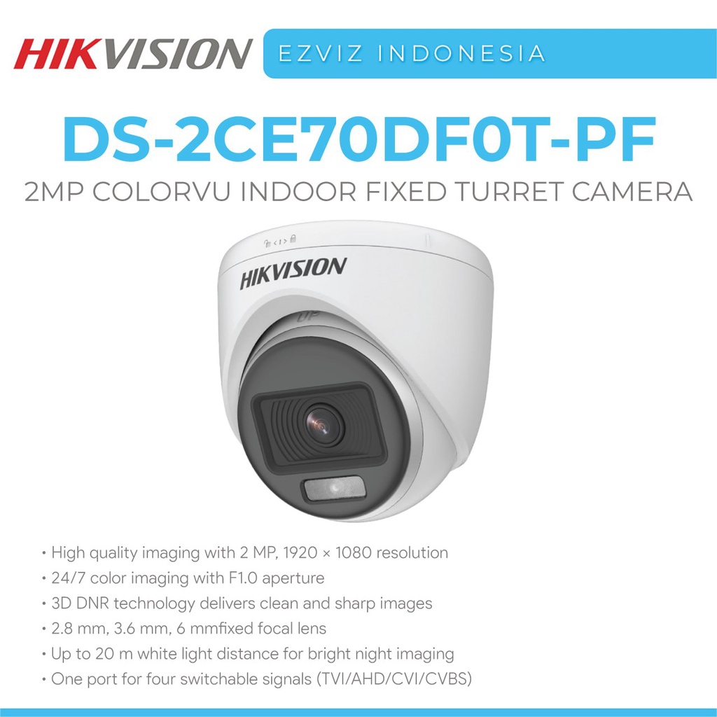 Jual HIKVISION DS-2CE70DF0T-PF 2MP COLORVU INDOOR FIXED TURRET CAMERA H ... Jual HIKVISION DS-2CE70DF0T-PF 2MP COLORVU INDOOR FIXED TURRET CAMERA H ...