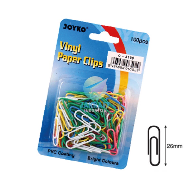 Jual (100 Pcs) Paper Clip Oval Warna Warni JOYKO C-3100 / No.3 Clips ...