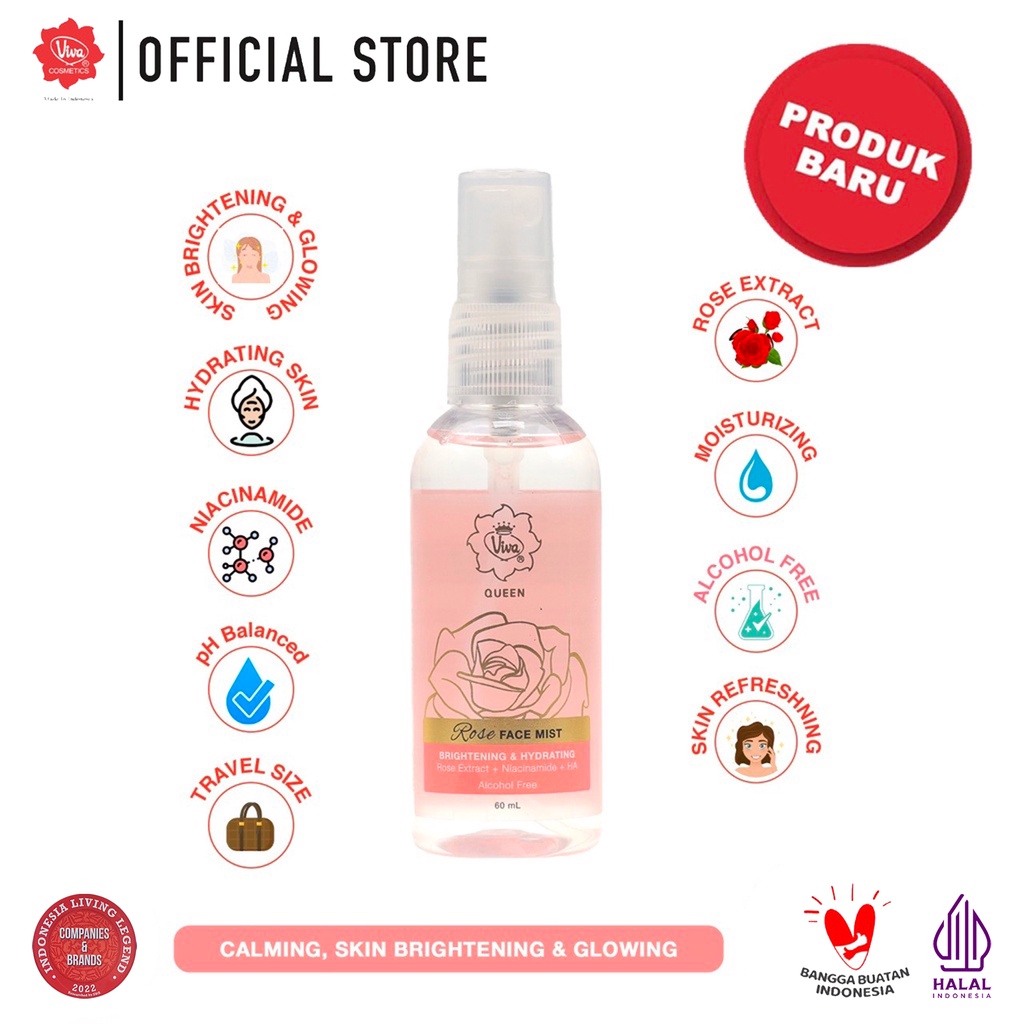 Jual Viva Queen Rose Face Mist with NIACINAMIDE, COLLAGEN, MOISTURIZING ...
